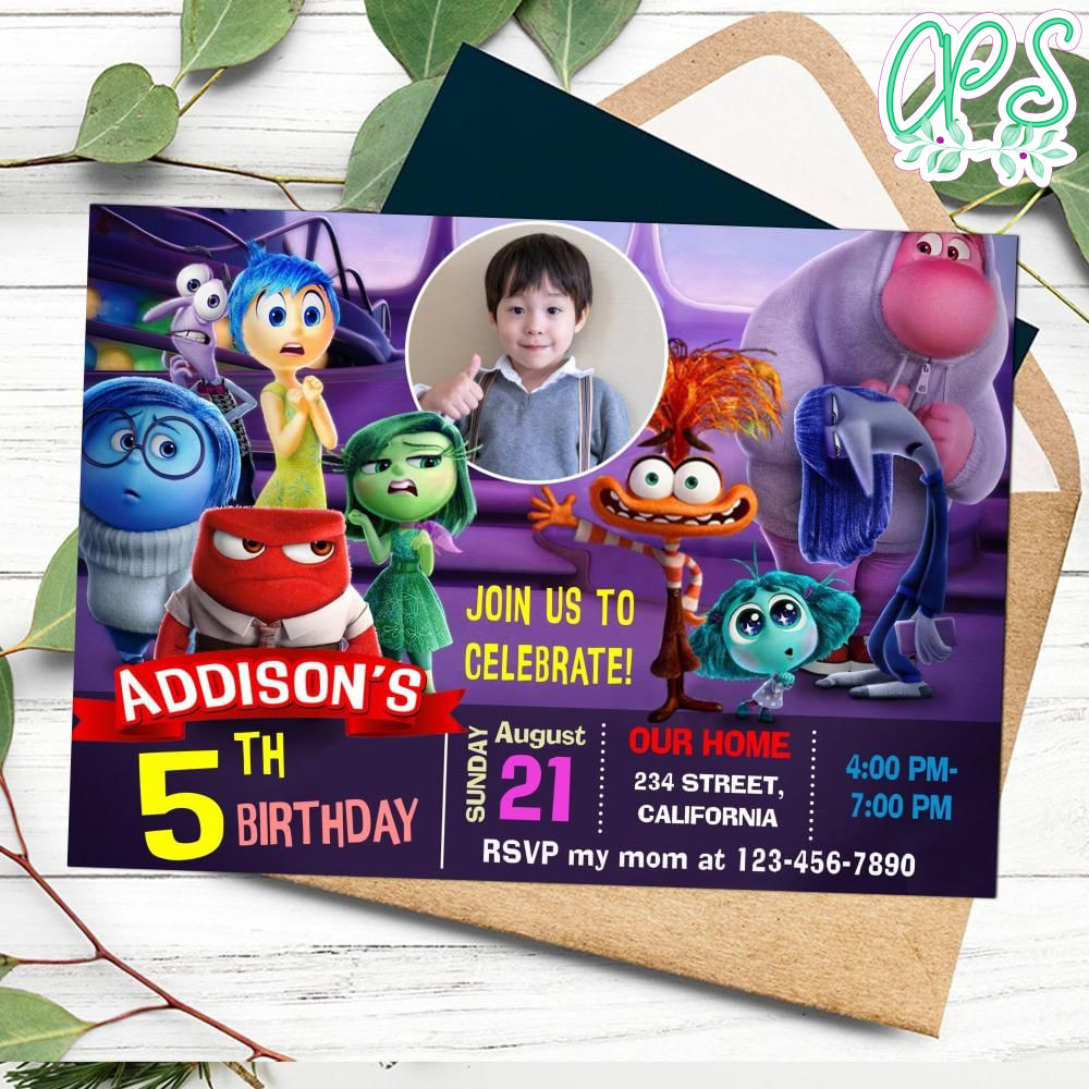 Inside out 2 Birthday Invitation with Photo Customizable ...