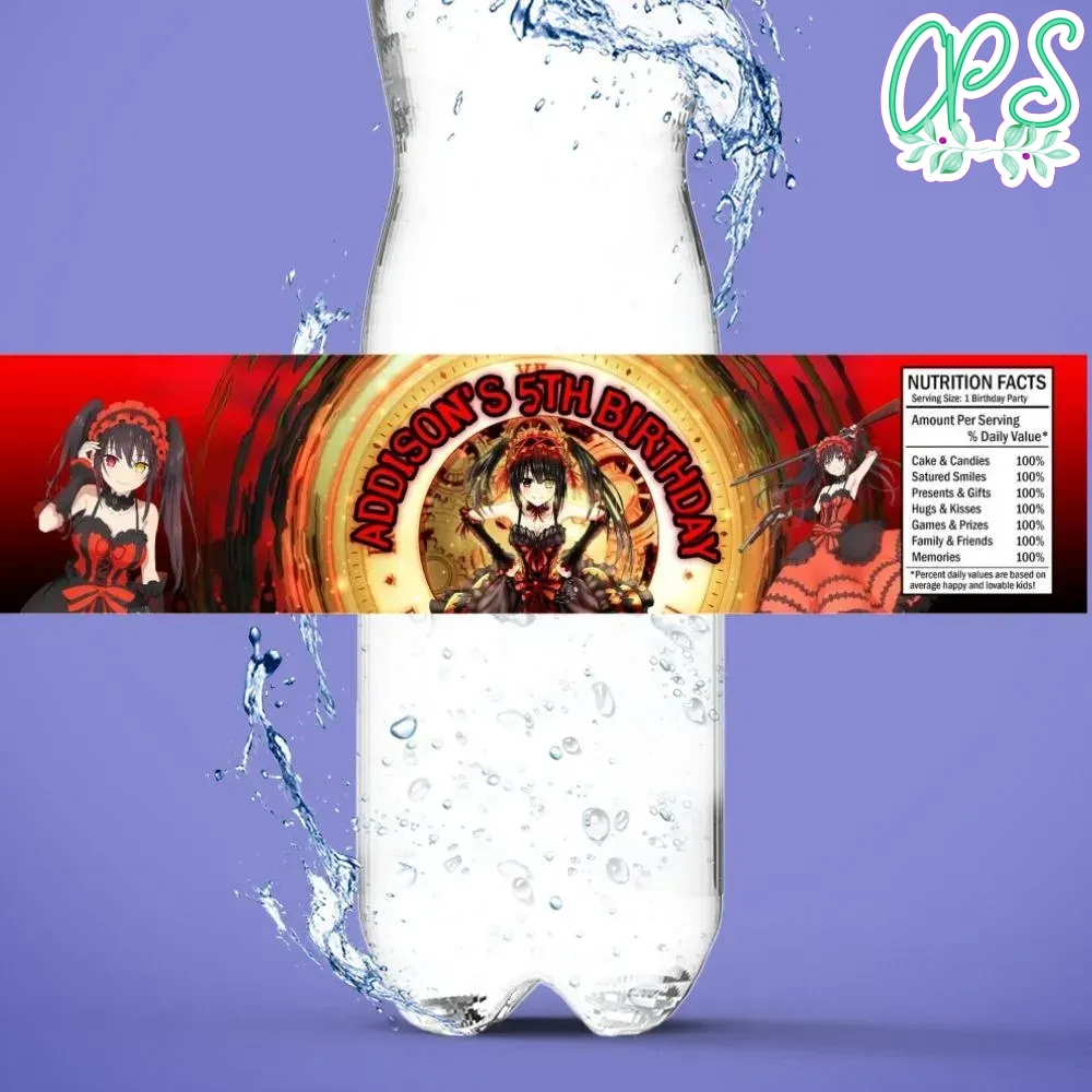 Kurumi Tokisaki Birthday Water Bottle Label Template | CustomPartyShirts