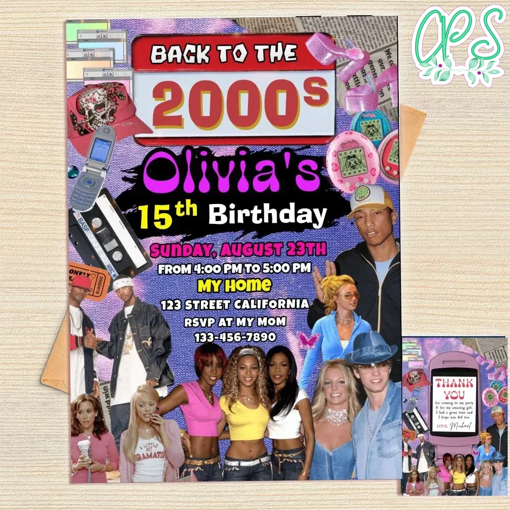 Early 2000s Invitation Template Free Thank You Card Printable ...