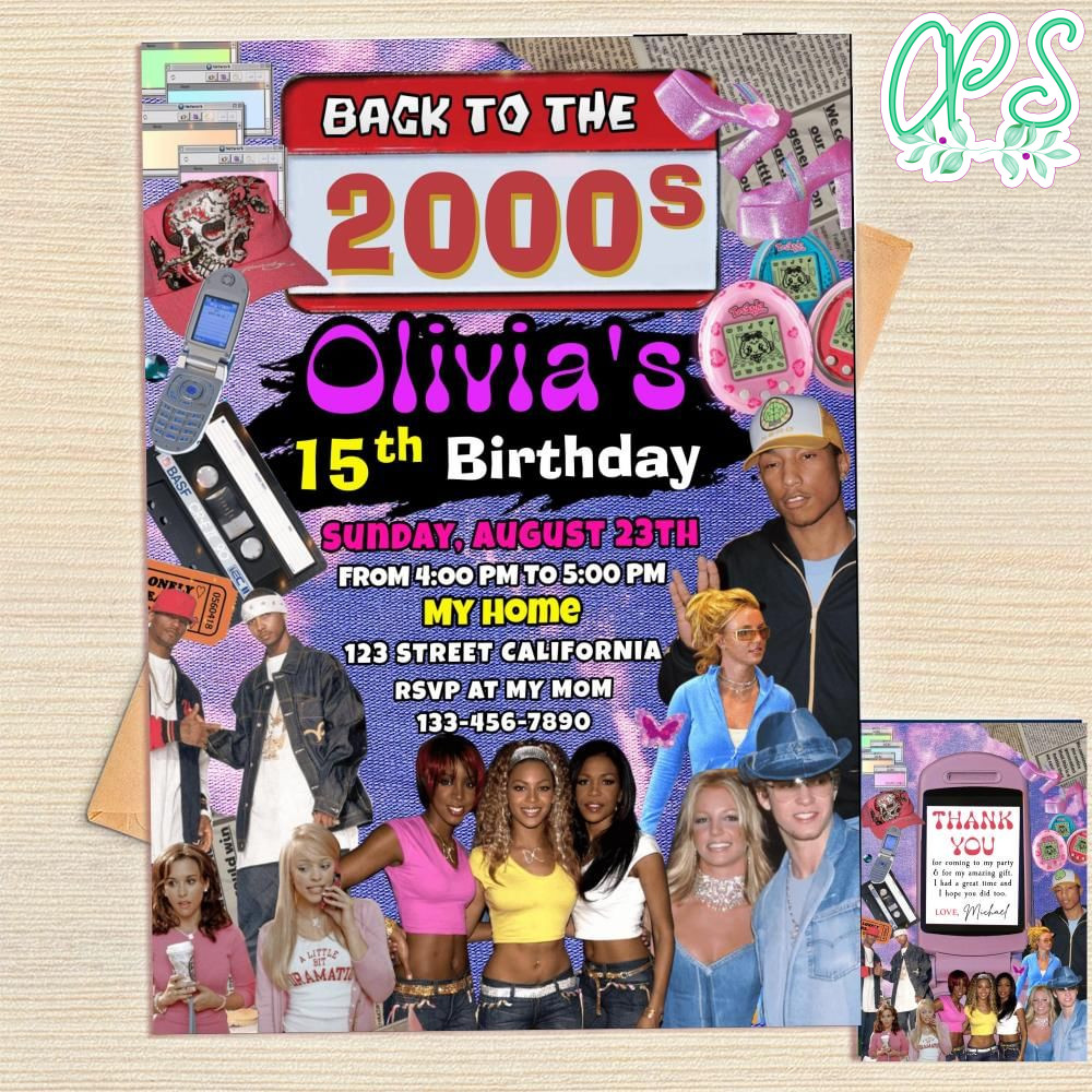 Early 2000s Invitation Template Free Thank You Card Printable ...