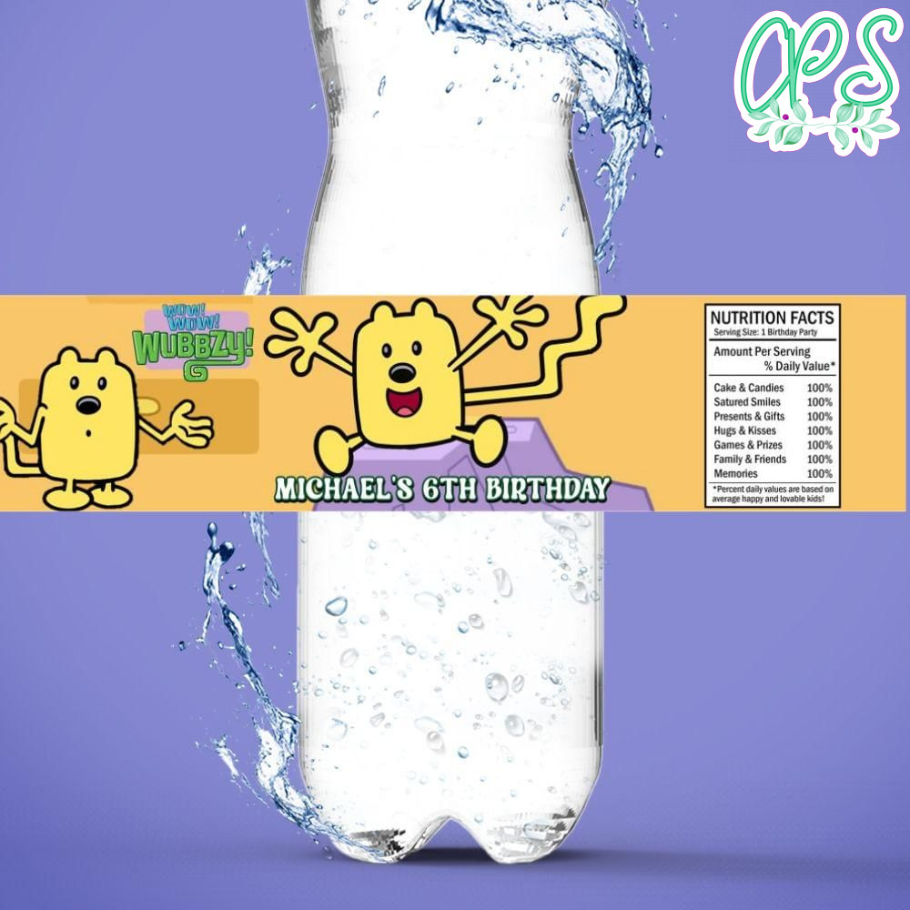 Wow Wow Wubbzy Birthday Water Bottle Label Template | CustomPartyShirts