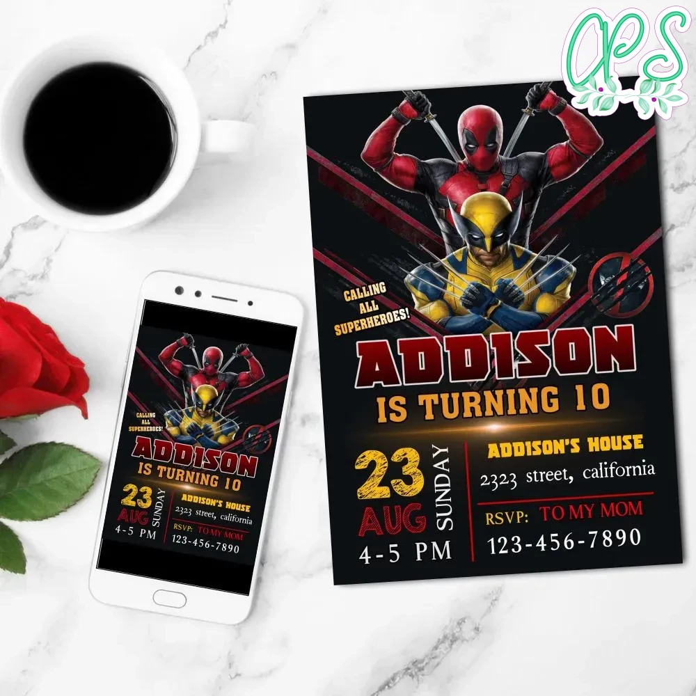 Deadpool & Wolverin Birthday Invitation Customizable Template DIY ...
