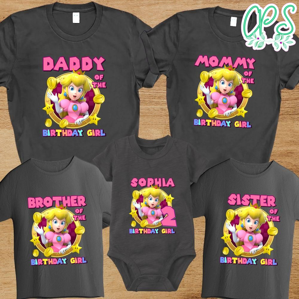 Princess Peach Family Birthday PNG file template | CustomPartyShirts
