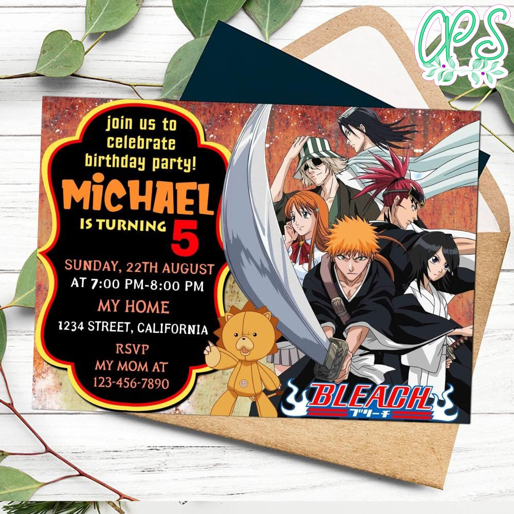 Bleach Invitation Customizable Template DIY | CustomPartyShirts