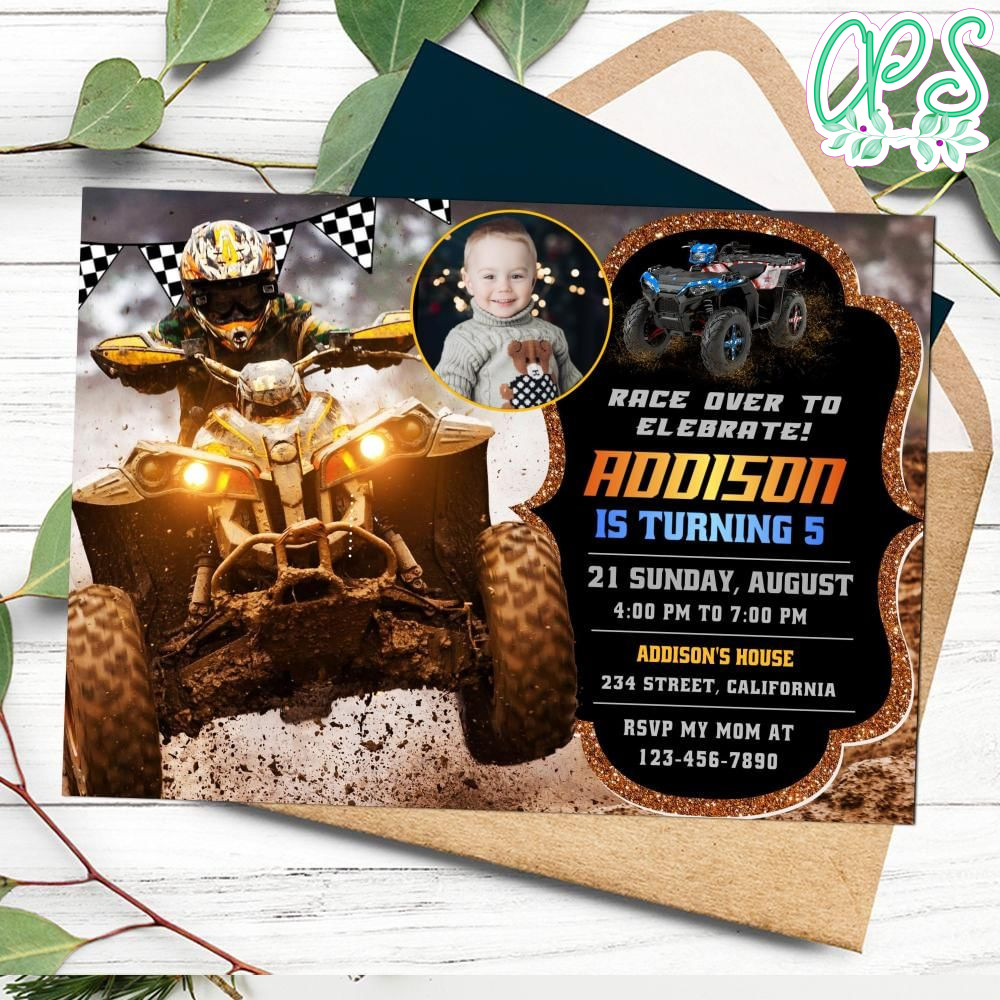 ATV Birthday Invitation with Photo Customizable | CustomPartyShirts