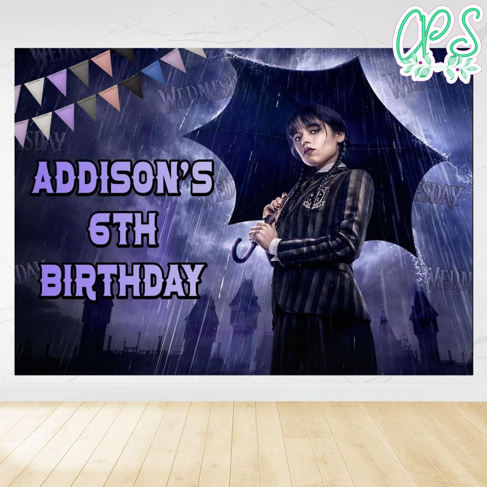 Wednesday Birthday Backdrop Digital File Template | CustomPartyShirts