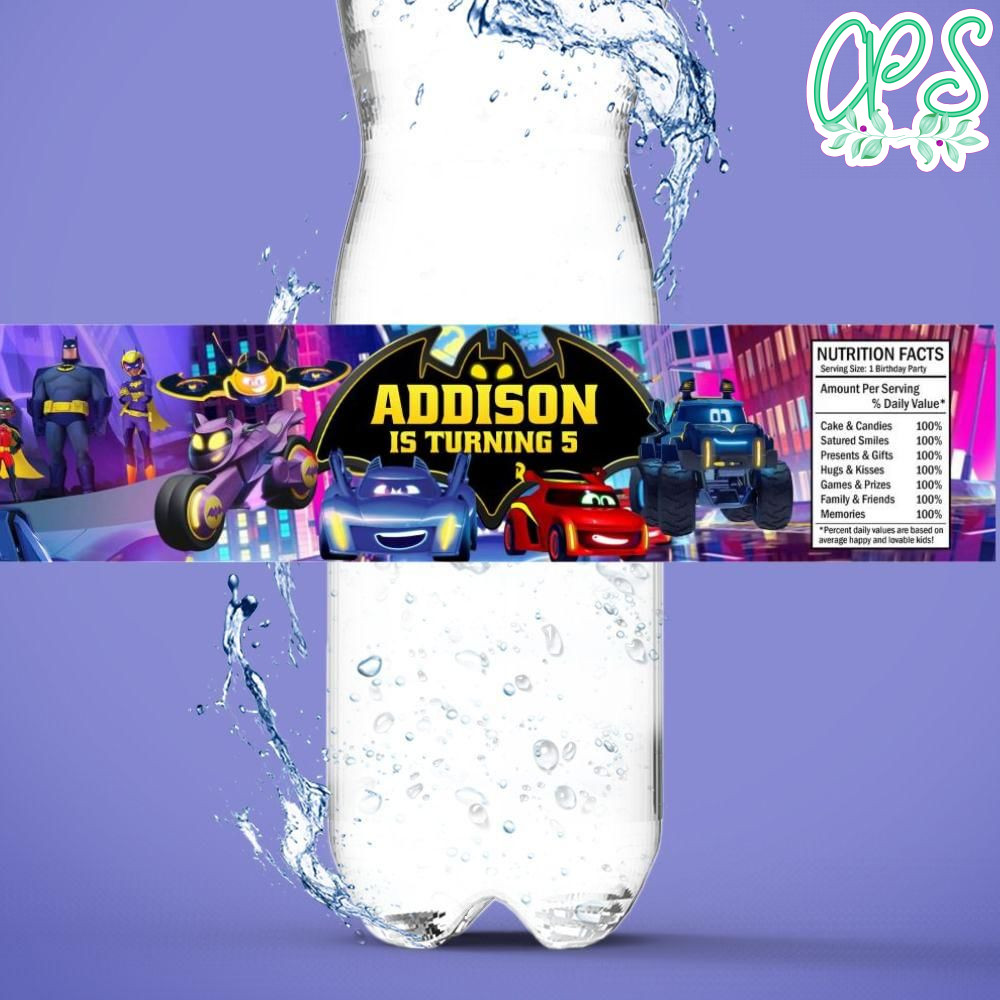 Batwheels Birthday Water Bottle Label Template | CustomPartyShirts