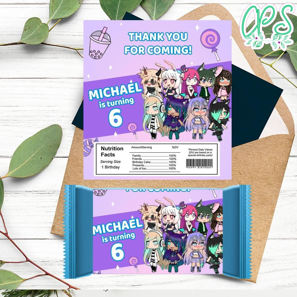 Gacha life Candy bar Label Customizable Template DIY | CustomPartyShirts