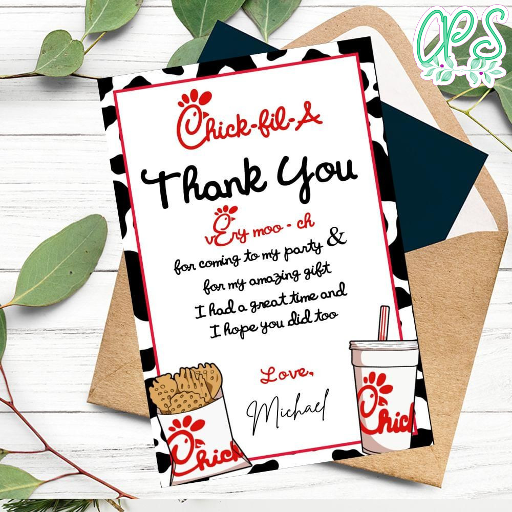Chick fil a Thank you card Customizable Template DIY | CustomPartyShirts