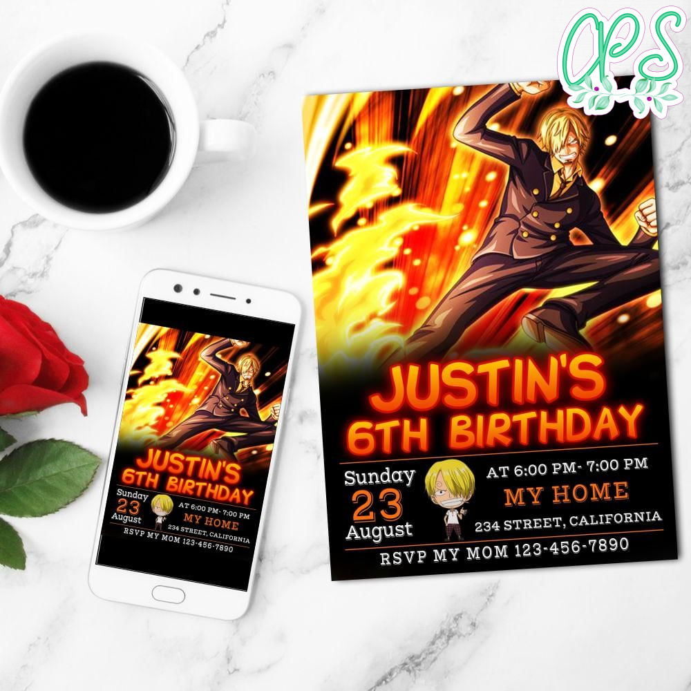 Sanji Invitation Customizable Template Instant Download | CustomPartyShirts