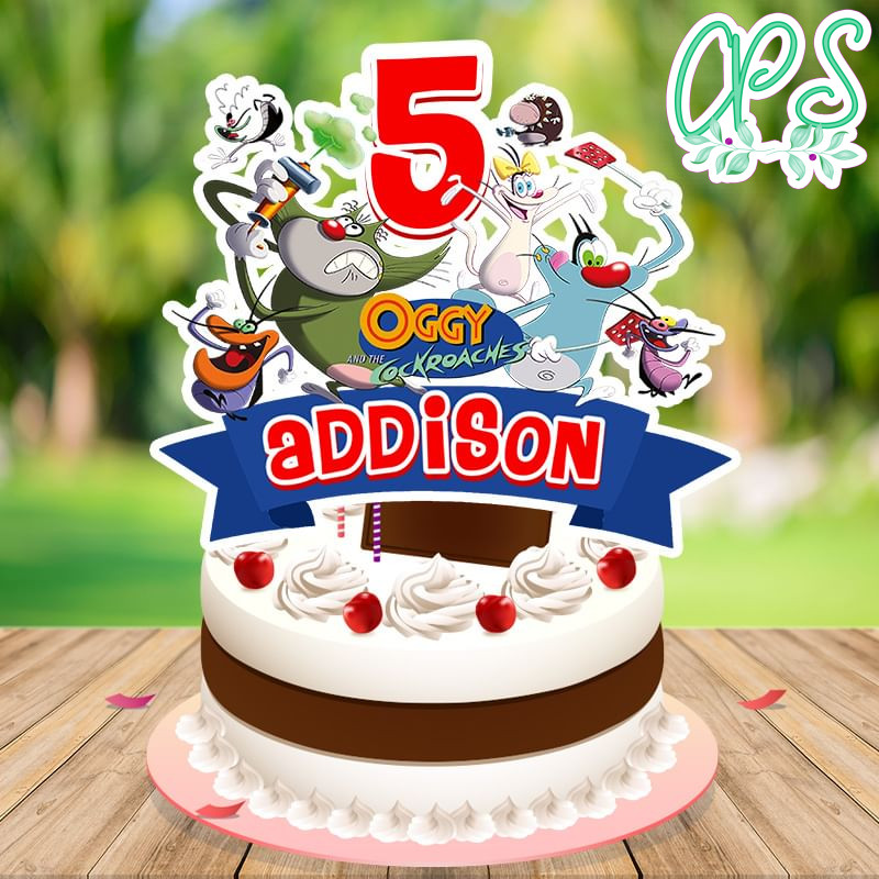 Oggy Birthday Cake Topper Template Printable | CustomPartyShirts