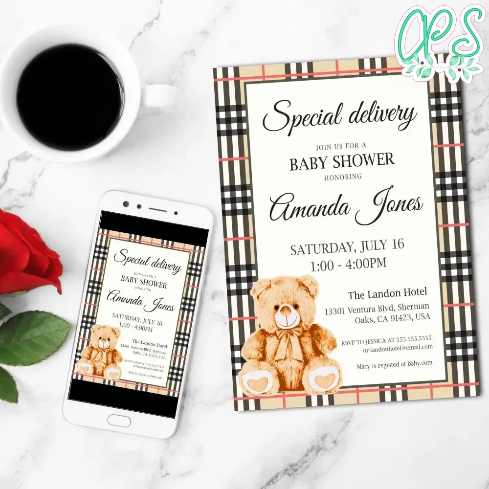 Burberry themed baby shower Invitation Customizable Template DIY ...