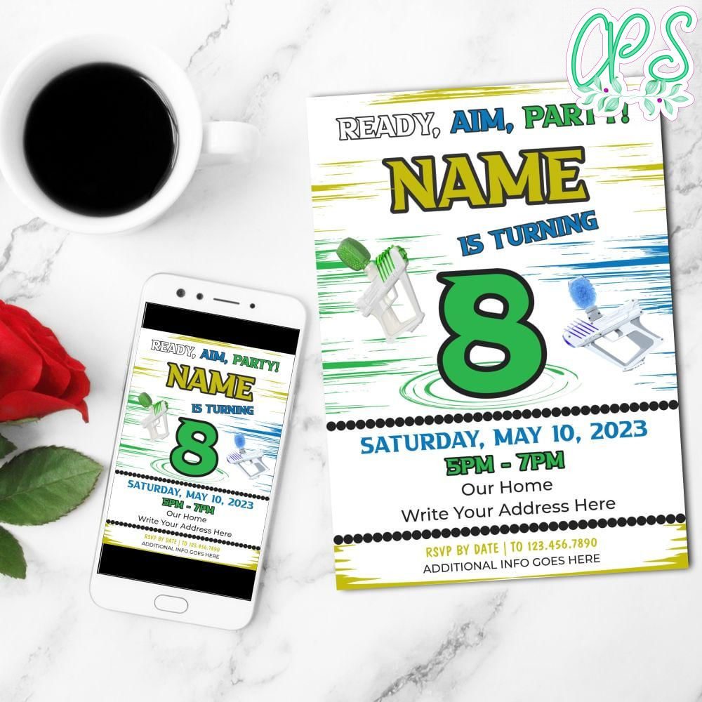 Gel blaster Invitation Customizable Template Instant Download ...