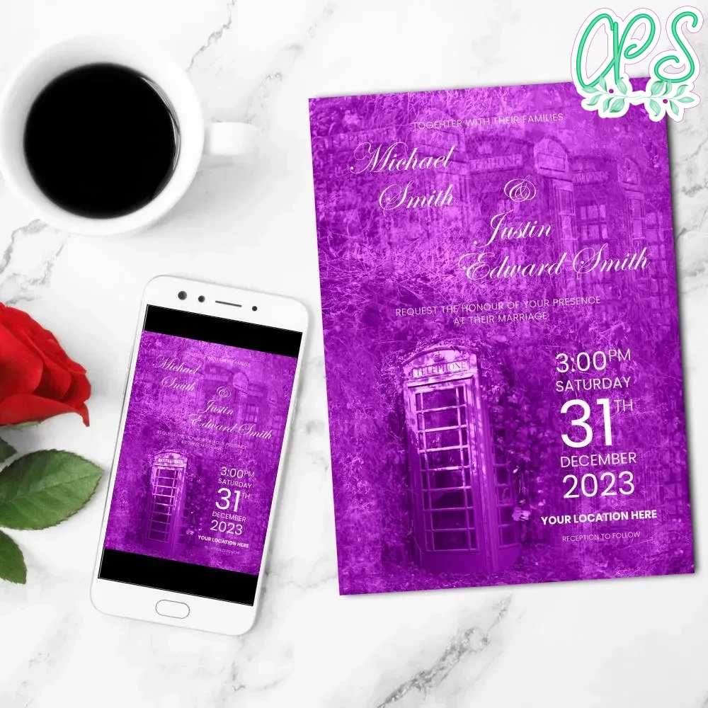 Telephone booth wedding Invitation Customizable Template DIY ...