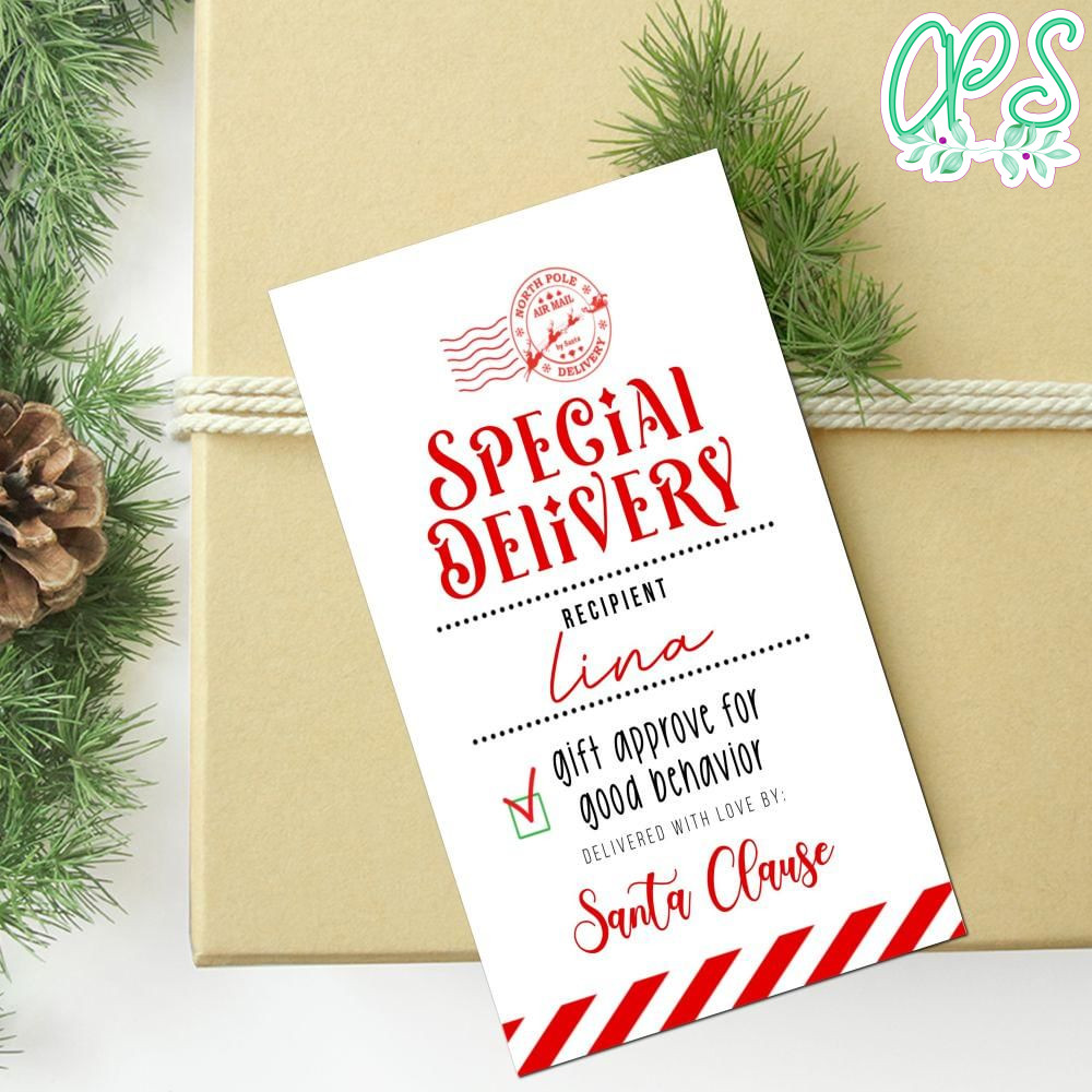 Santas delivery Tag design template customizable instant download ...