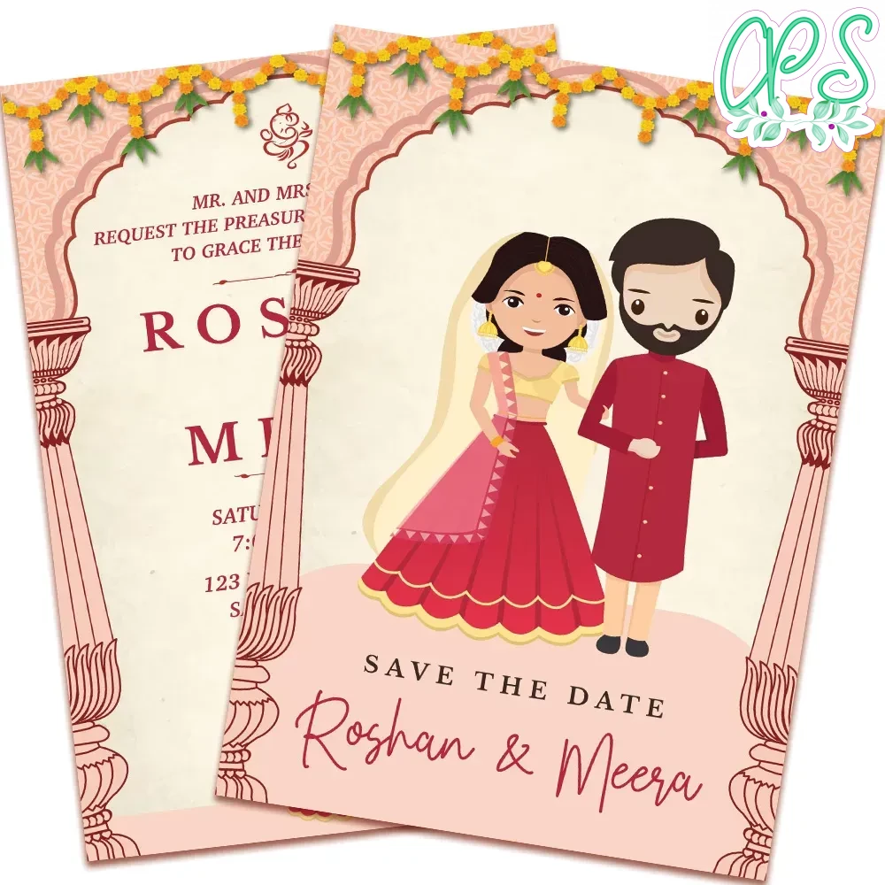Indian Hindu Invitation Template Customizable DIY | CustomPartyShirts
